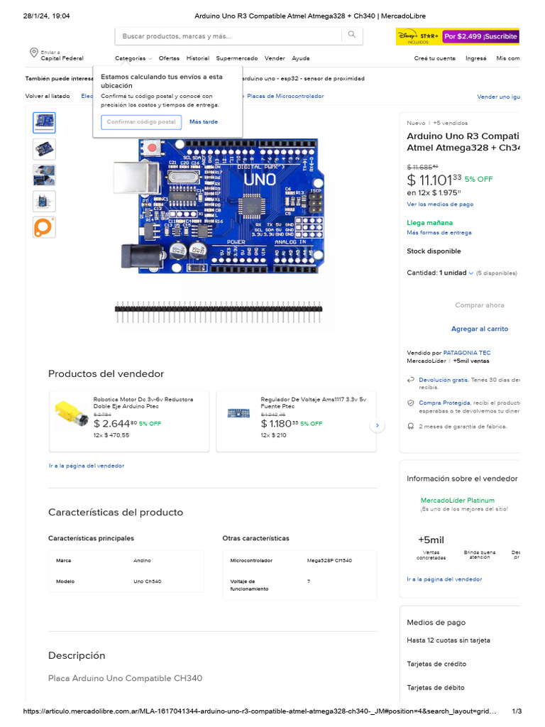 Arduino Uno R3 Atmega328 CH340 Oferta | PDF | Arduino | Bienes manufacturados