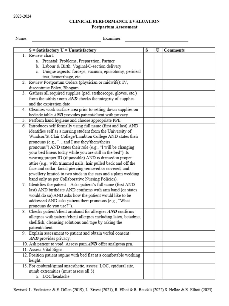 CPE Postpartum Assessment 2023 | PDF | Paresthesia | Caesarean Section