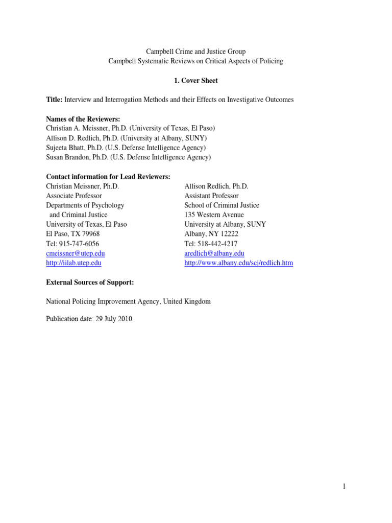 Interview And Interrogation Methods And Their Effe Download Free Pdf