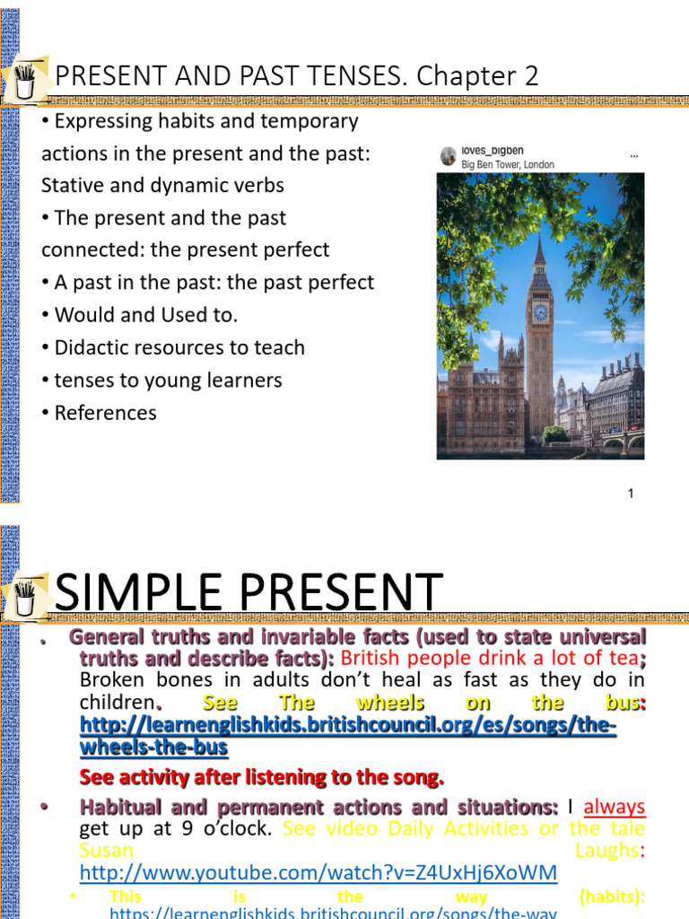 Present and Past Tenses Guide | PDF | Grammatical Tense | Language ...
