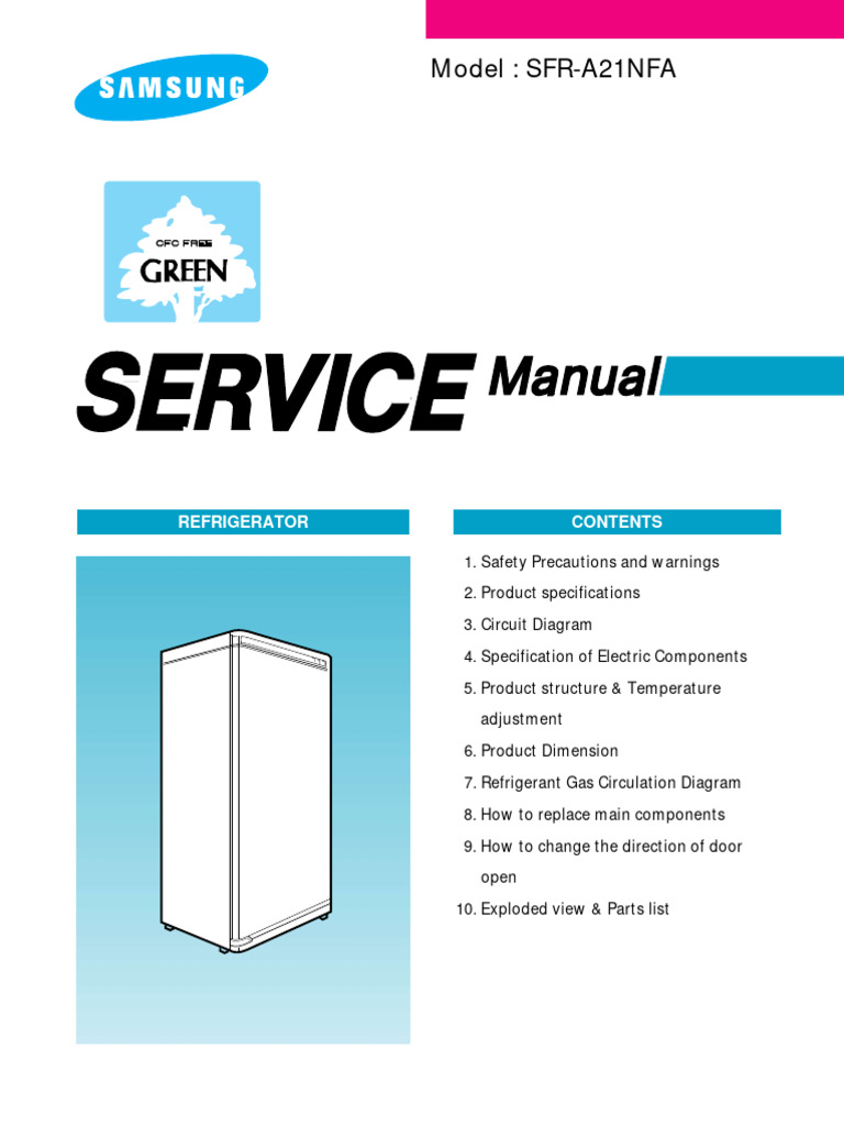 Samsung SFR-A21NFA Service Manual | PDF | Refrigerator | Thermostat