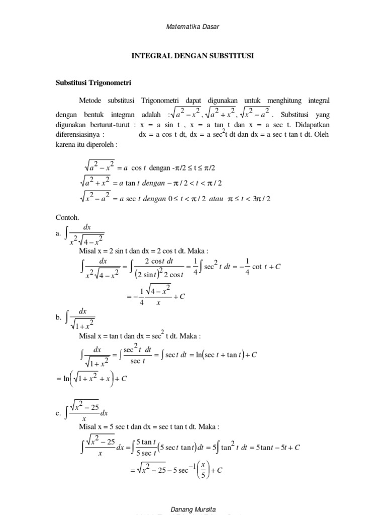 29 +Modul+Matematika+-+INTEGRAL+DENGAN+SUBSTITUSI | PDF