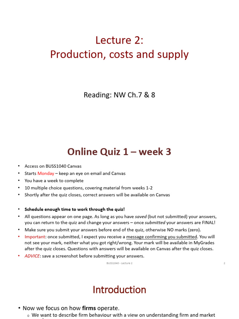 Lecture2 Posting | PDF | Average Cost | Production Function
