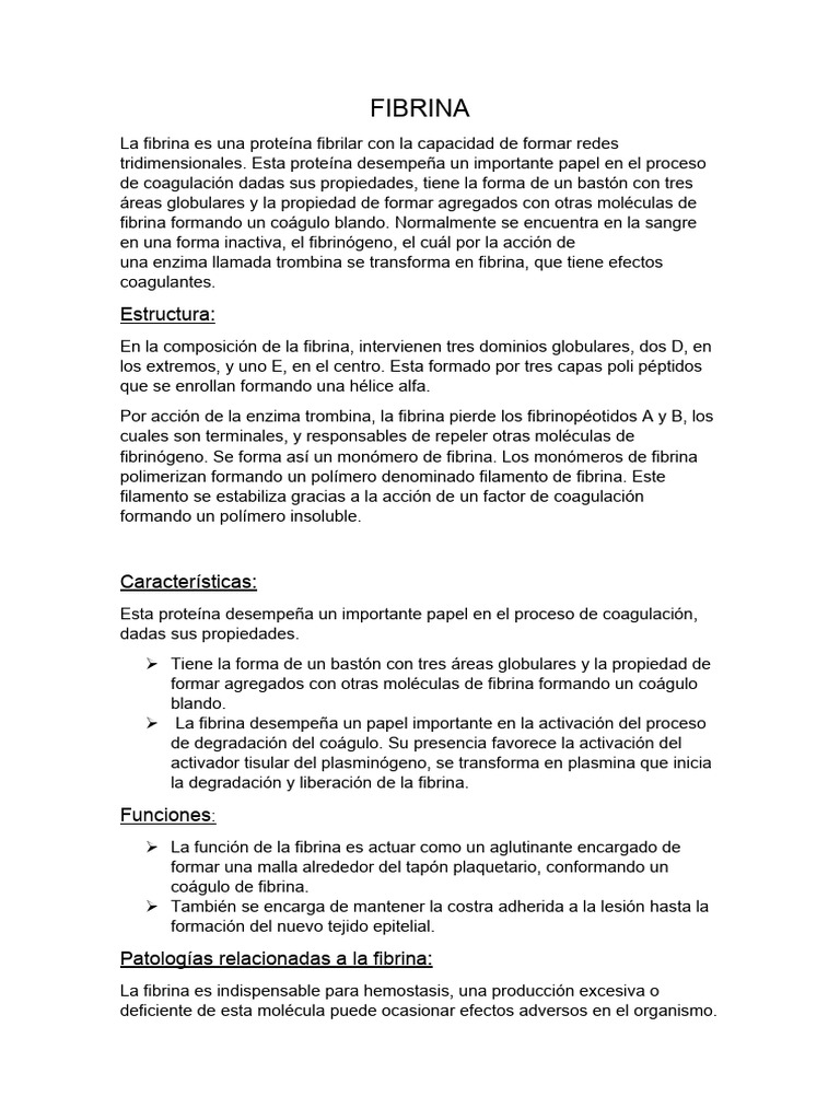 FIBRINA | PDF | Coagulación | Tejido (biología)