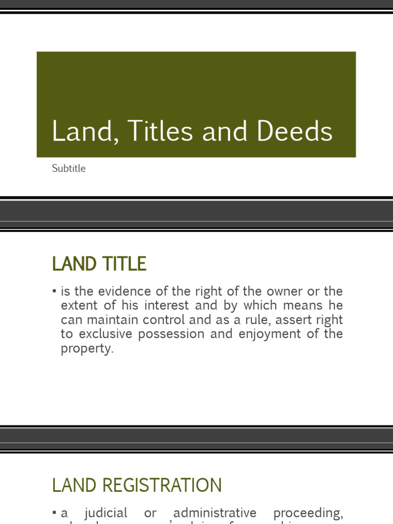 Land Titles and Deeds | PDF | Title (Property) | Deed