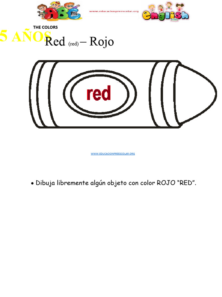 El Color Rojo en Ingles para Ninos de 5 Anos | PDF