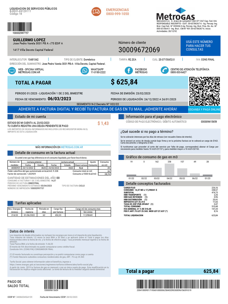 Gas Service Bill Edited | PDF | Impuesto al valor agregado | Servicios ...
