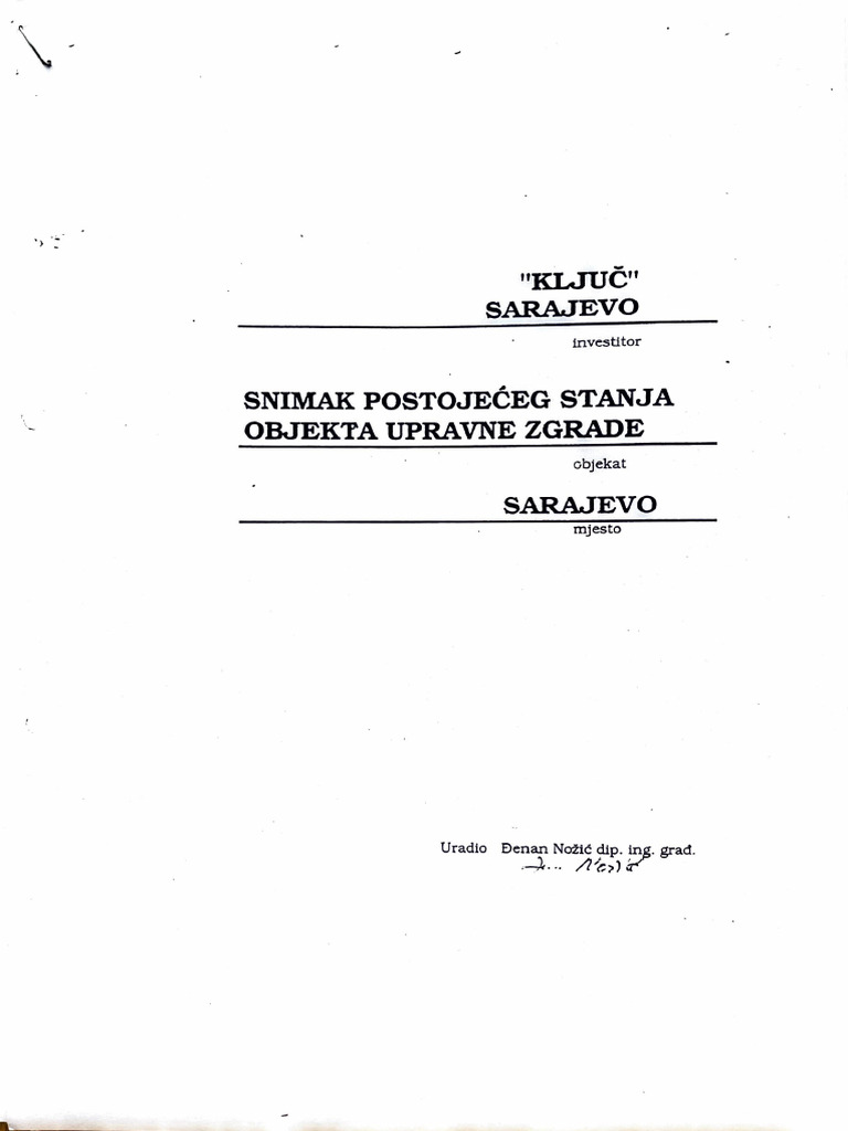 Postojeće Stanje Objekta Upravne Zgrade | PDF