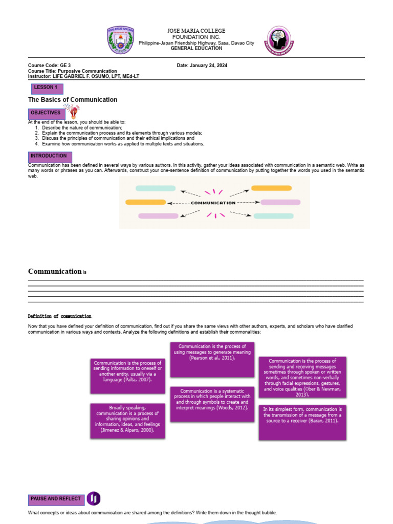 Lesson 1 Assessment | PDF | Communication | Information