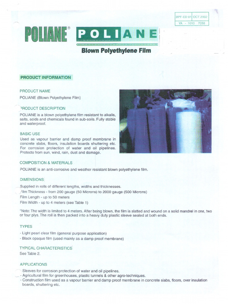 Polyethylene Data Sheet | PDF