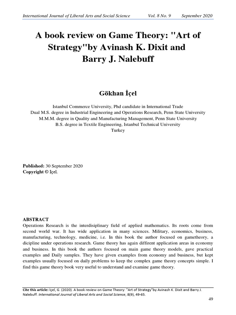 Art of Strategy Review | PDF | Auction | Game Theory