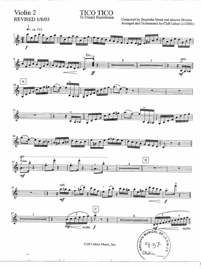 Tico Tico - Violín 2 | PDF