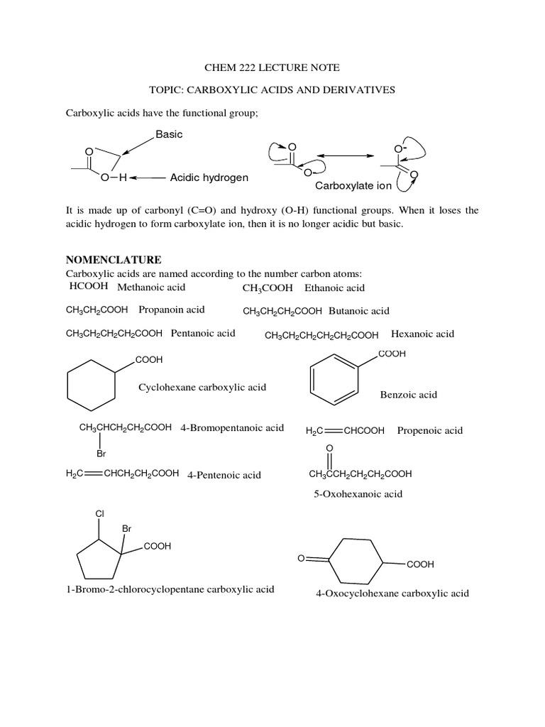 Chem 222 Lecture Note (1) - 1 | PDF | Carboxylic Acid | Acid
