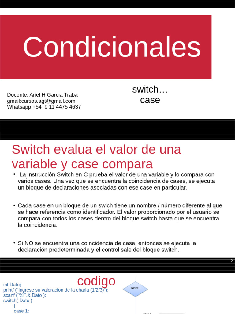 003 - Condicionales - Switch Case | PDF | Software | Informática