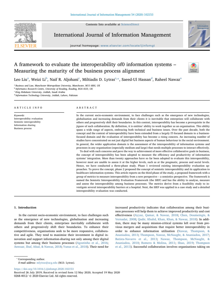 A Framework To Evaluate The Interoperability of Information Systems | PDF | Information ...