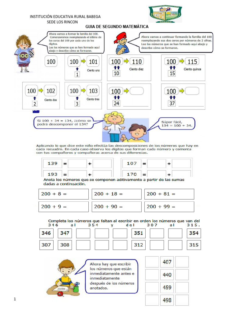 Guía de Matemáticas Grado 2 | PDF