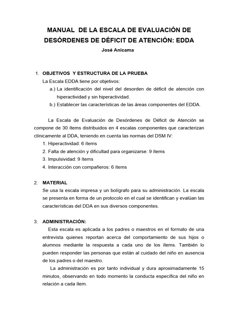 Escala Edda Manual | PDF | Desorden hiperactivo y deficit de atencion ...