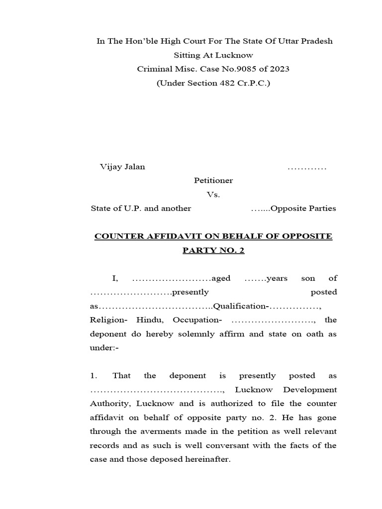 Counter Affidavit Vijay Jalan F | PDF | Fine (Penalty) | Affidavit