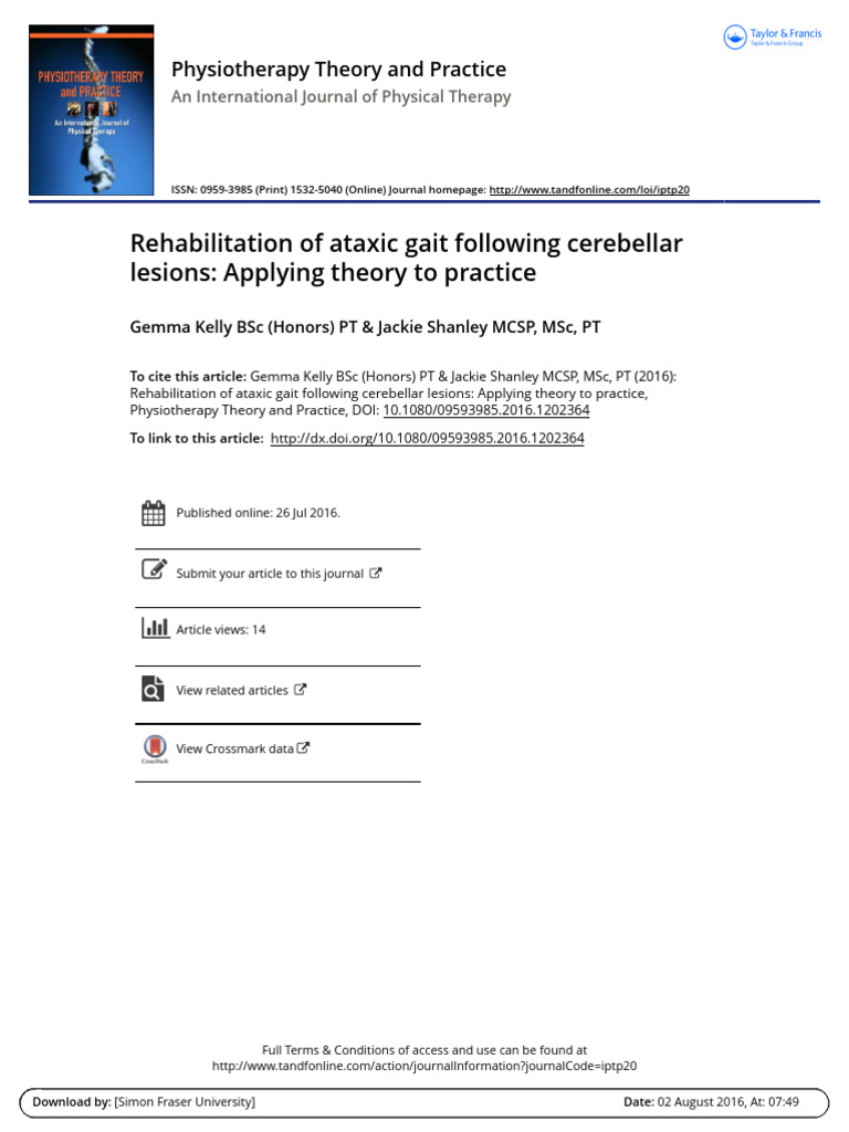 Ataxic Gait Rehabilitation Post-Cerebellar Lesions | PDF | Cerebellum ...