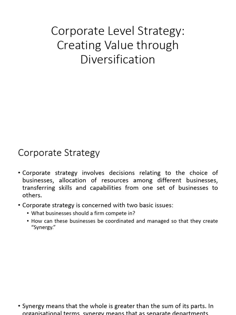 U-2 - Corporate Level Strategy - Creating Value Through Diversification ...