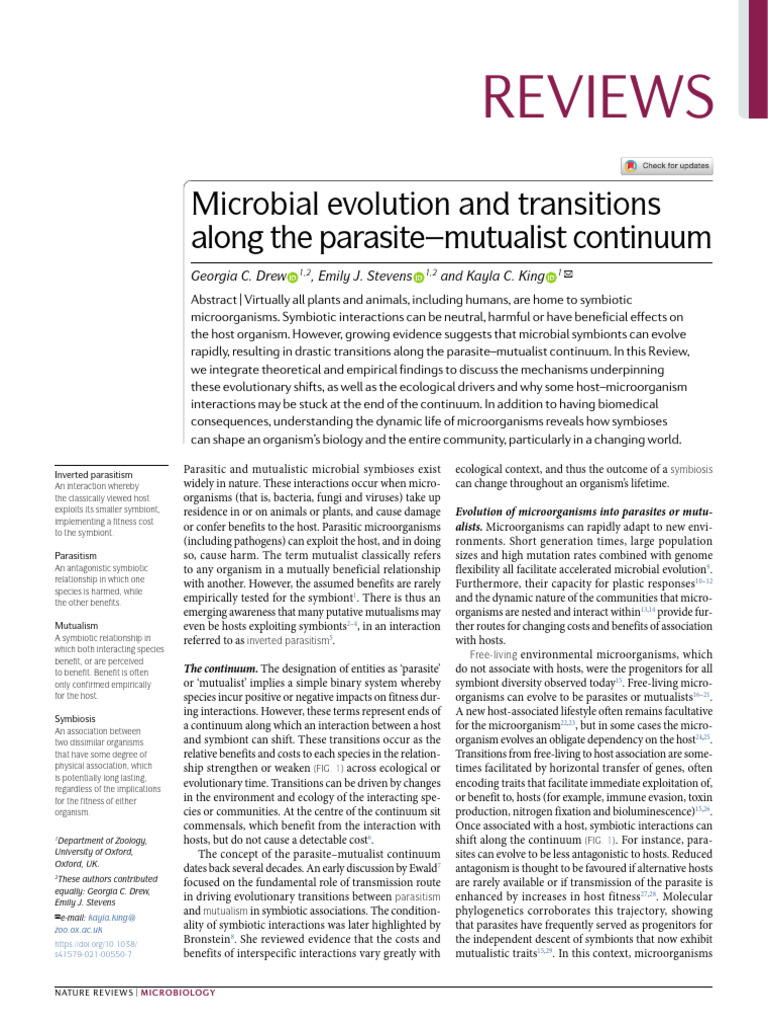 Microbial Evolution and Transitions | PDF | Evolution | Symbiosis