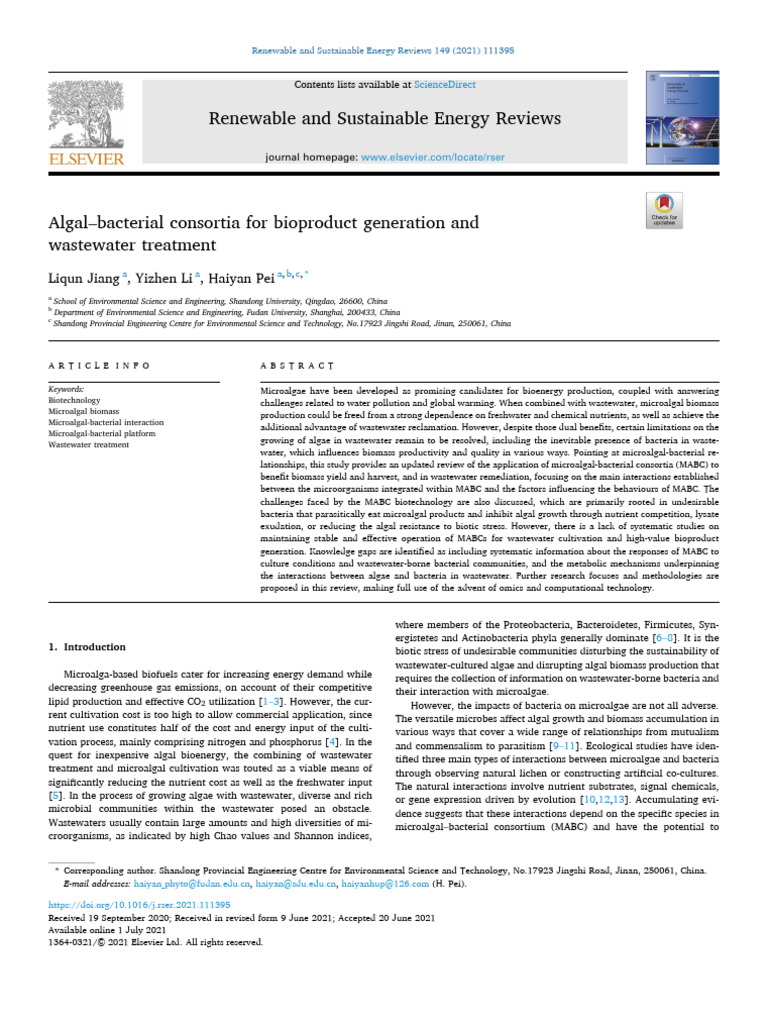 Algal-Bacterial Consortia For Bioproduct Generation and | PDF | Bacteria | Algae