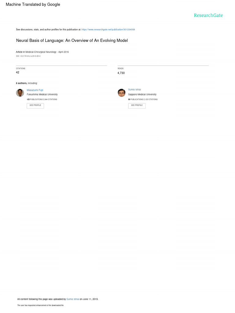 Neural Basis of Language An Overview of An Evolvin | PDF | Cerebral ...