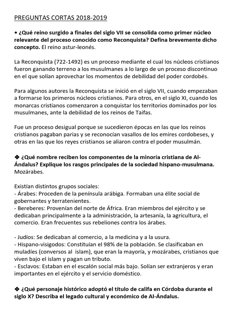 Preguntas Cortas Historia Selectividad Andalucia Pdf Imperio