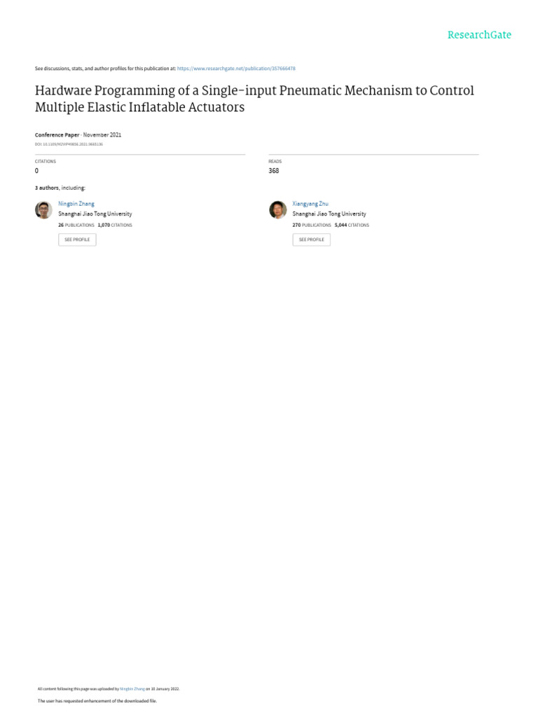 Hardware Programming of A Single-Input Pneumatic Mechanism To Control Multiple Elastic ...
