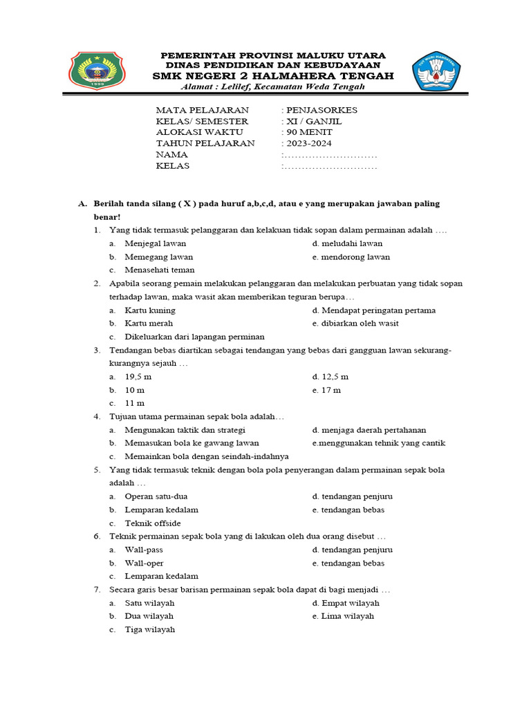 Soal Penjas Kelas Xi | PDF
