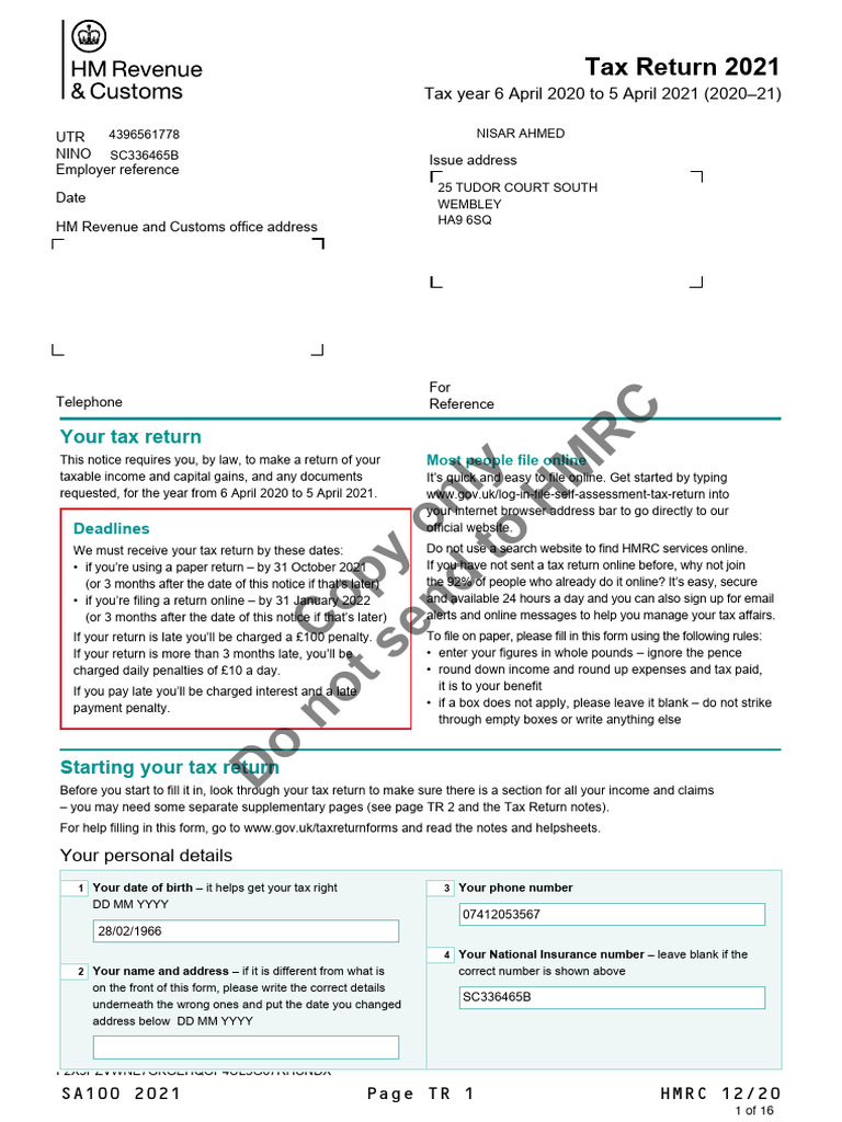 View Tax Tax Return From 06:04:2020 To 5:04:2021 | PDF | Pension | Taxes