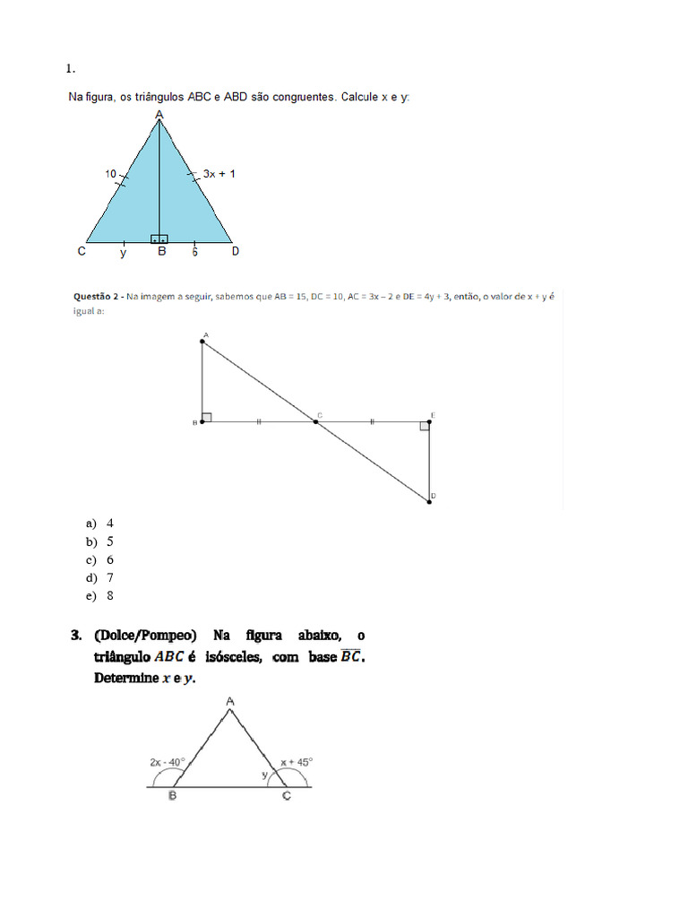 Atividade Matematica | PDF | Triângulo | Geometria Elementar