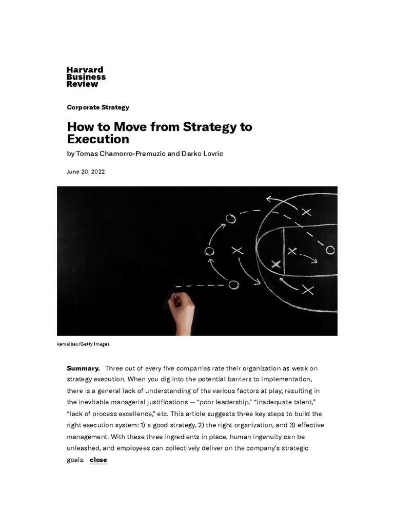 2022 - HBR - How To Move From Strategy To Execution | PDF | Top Down ...