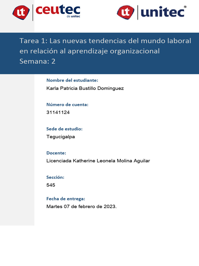 Annotated-Tarea 1 Las Nuevas Tendencias Del Mundo Laboral en Relación Al Aprendizaje ...