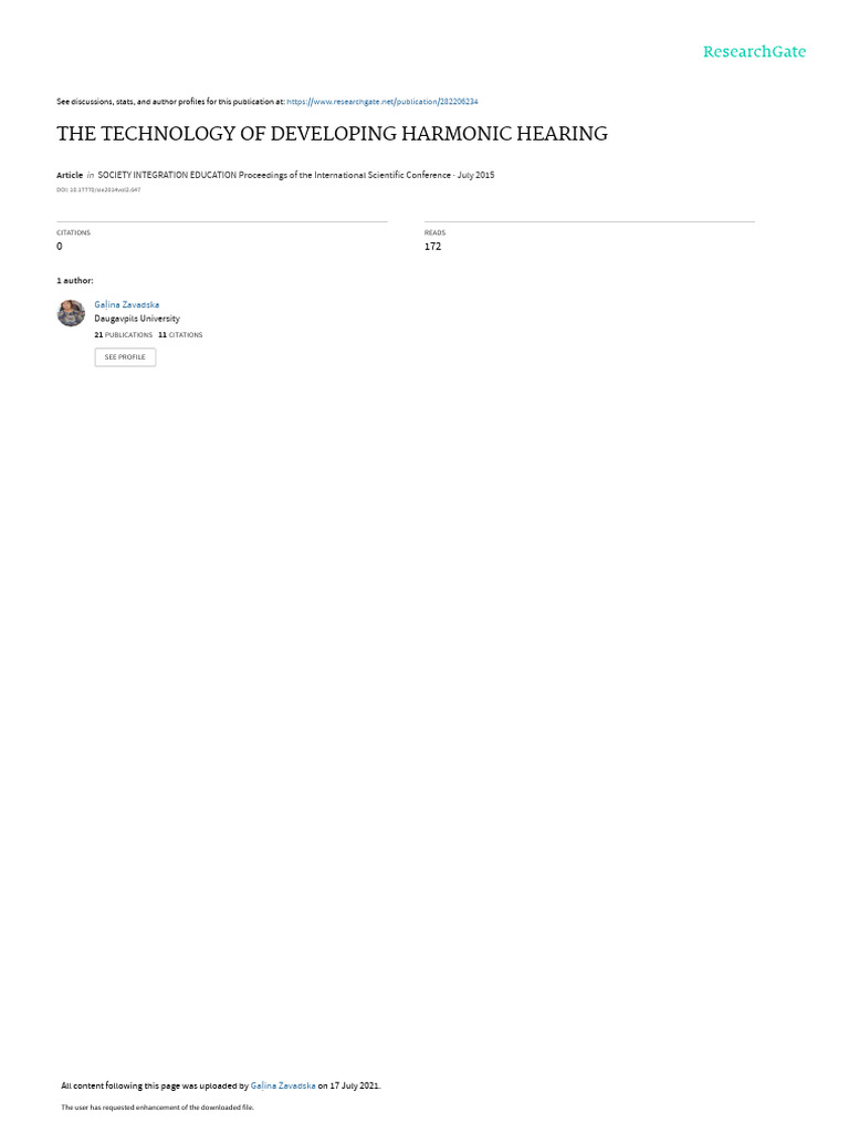 The Technology of Developing Harmonic Hearing | PDF | Learning Styles | Learning