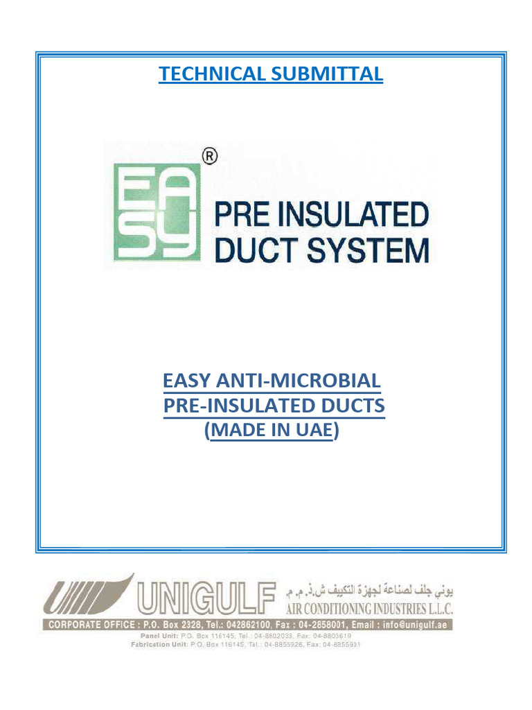 Technical Submittal: Easy Anti-Microbial Pre-Insulated Ducts | PDF