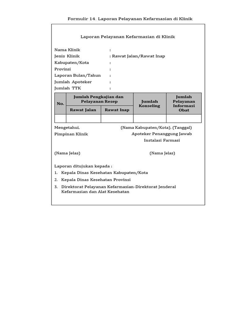 Contoh Form Laporan Pengkajian Resep | PDF