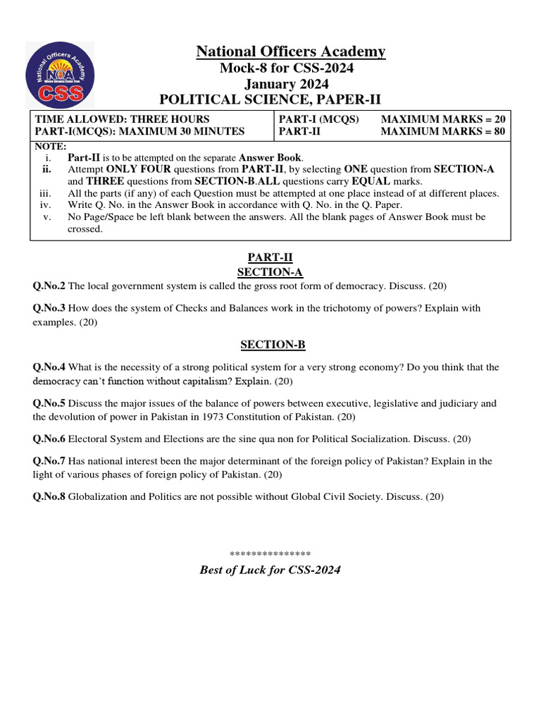 Pol Sci II Jan 2024 | PDF