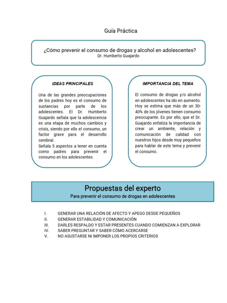 Como Prevenir El Consumo De Drogas Y Alcohol En Adolescentes Pdf