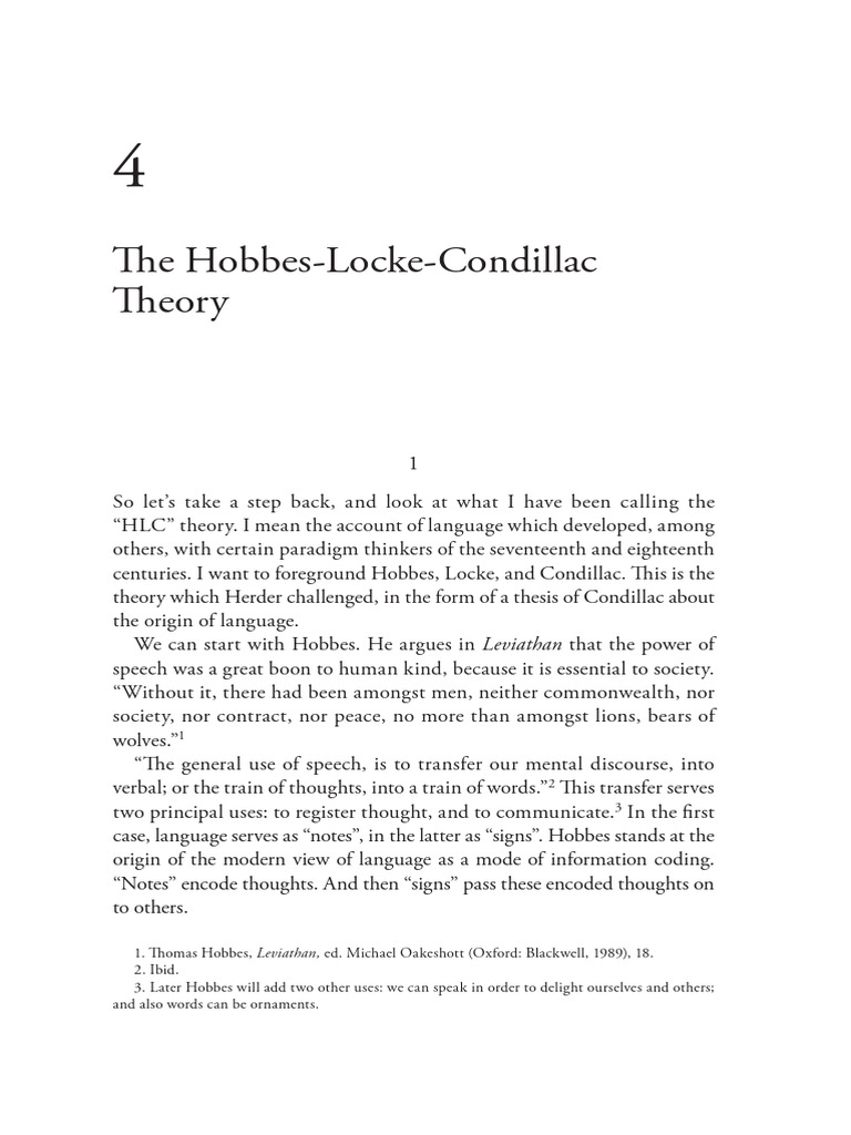 TH e Hobbes-Locke - Condillac TH Eory: Leviathan That The Power of ...