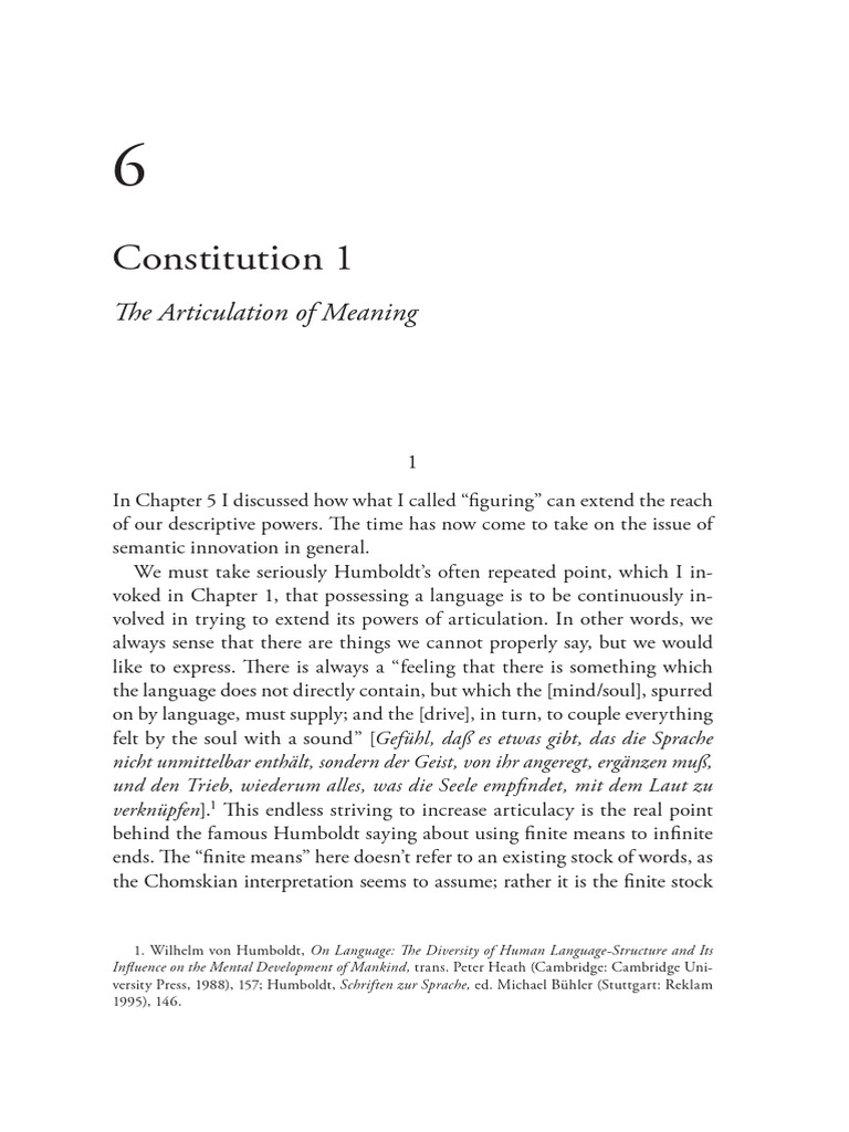 Constitution 1: TH e Articulation of Meaning | PDF | Experience | Reality