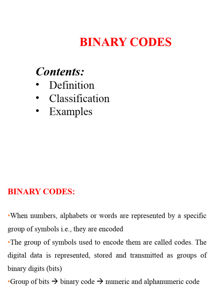 Classification of Binary Codes | PDF | Computers