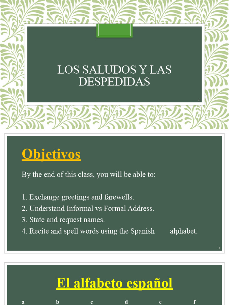 Session 1 Los Saludos y Las Despedidas | PDF