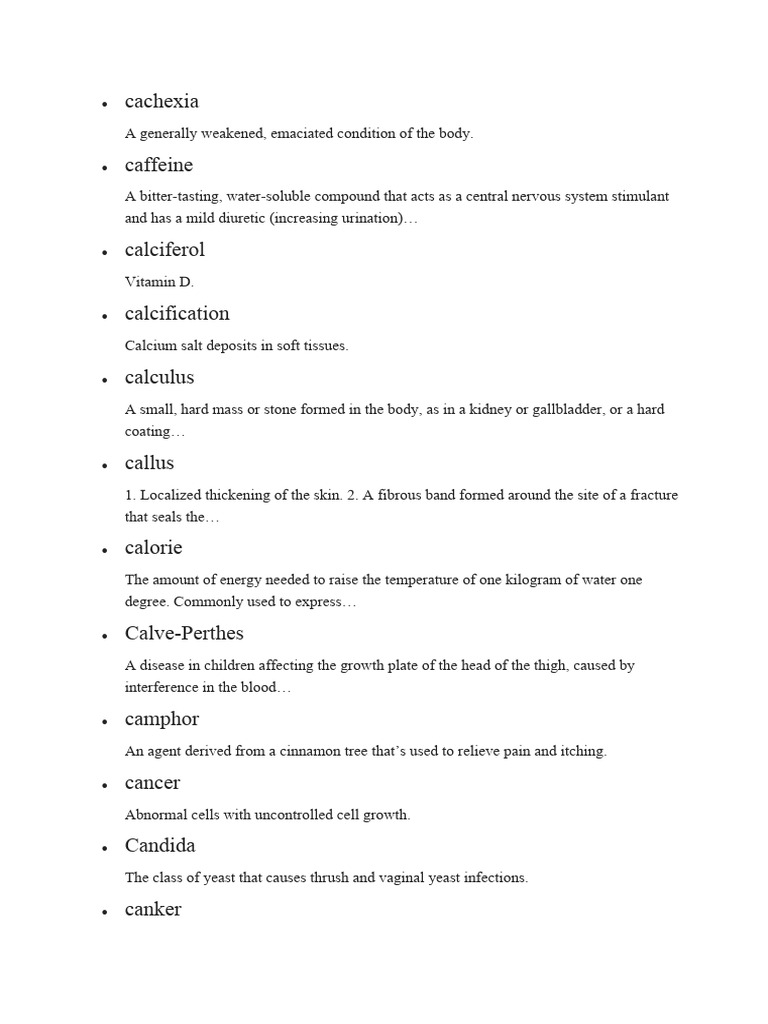 Medical Dictionary - Letter C | PDF