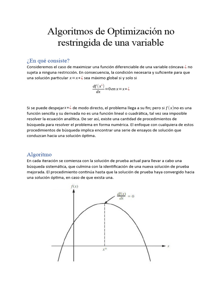 Algoritmos de Optimización No Restringida de Una Variable | PDF ...