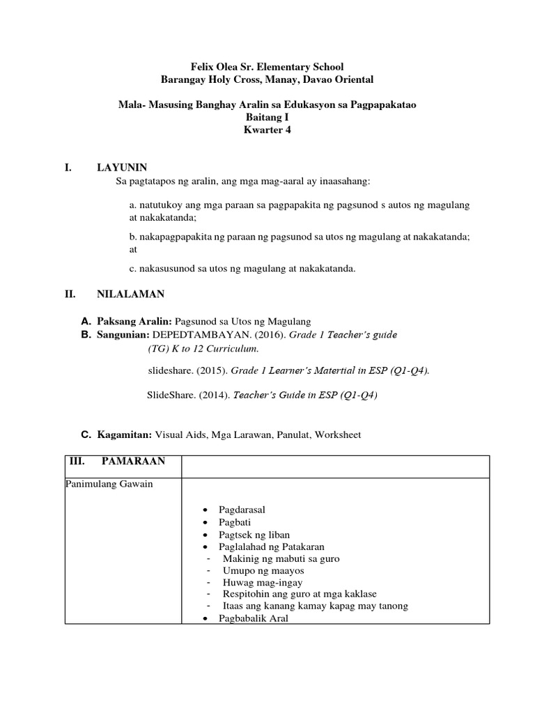 Lesson Plan in Esp (Cadaa) | PDF