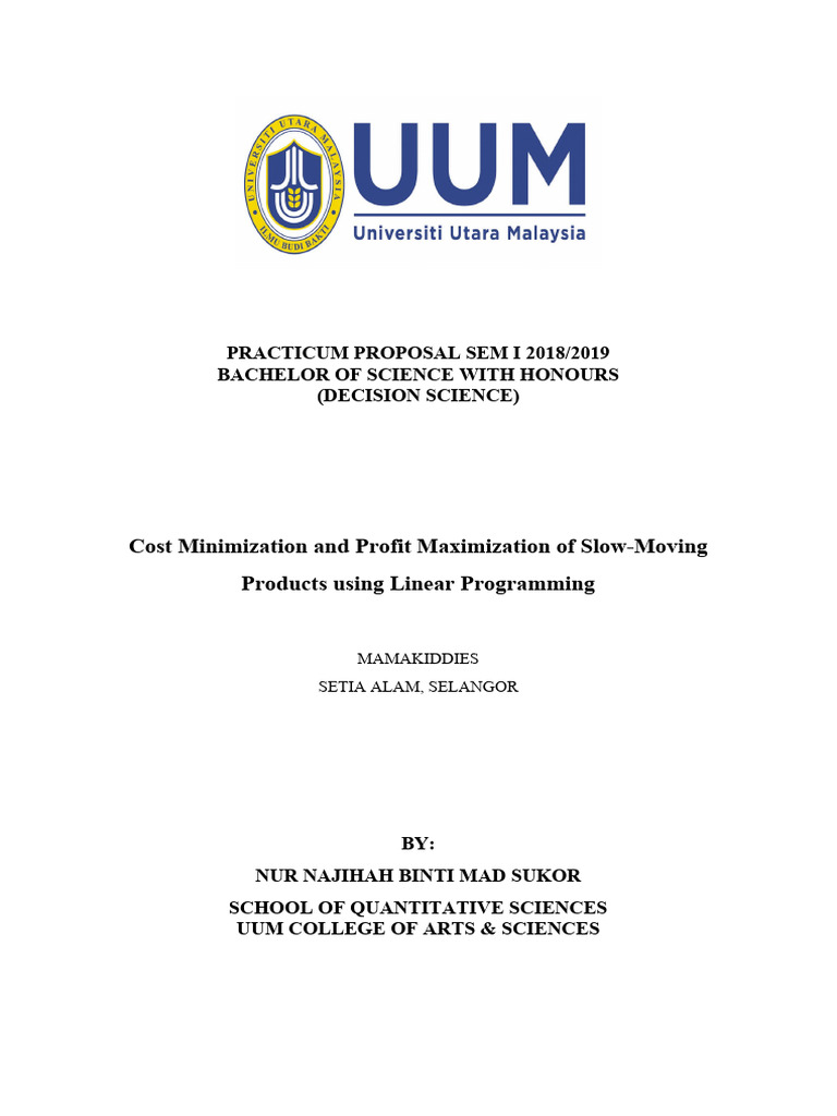 Practicum Proposal Sem I 2018 | PDF | Inventory | Private Sector