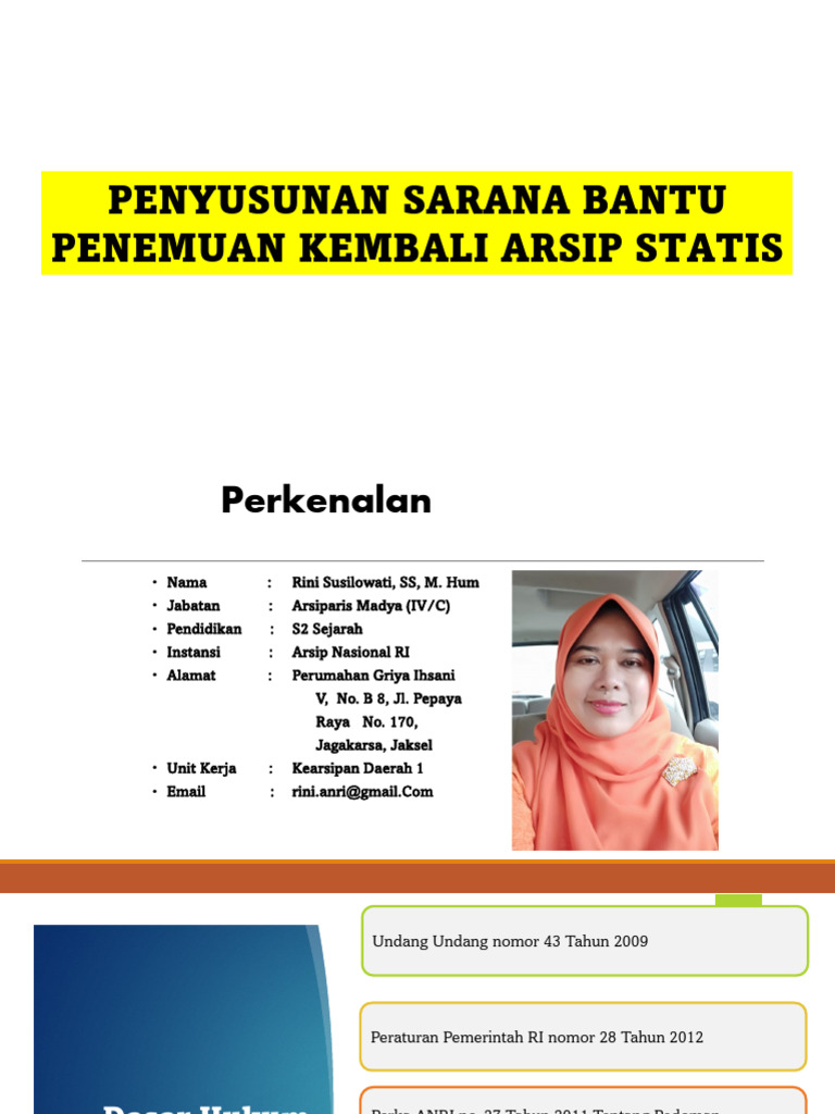 Penyusunan Sarana Bantu Penemuan Kembali Arsip Statis | PDF