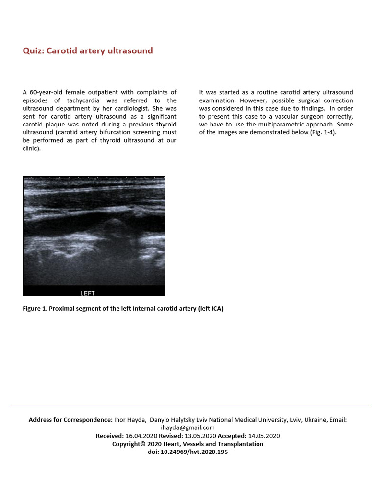 Quiz Carotid Artery Ultrasound | PDF | Medical Ultrasound | Common ...
