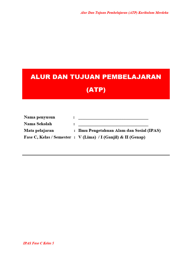 Alur Tujuan Pembelajaran (ATP) | PDF
